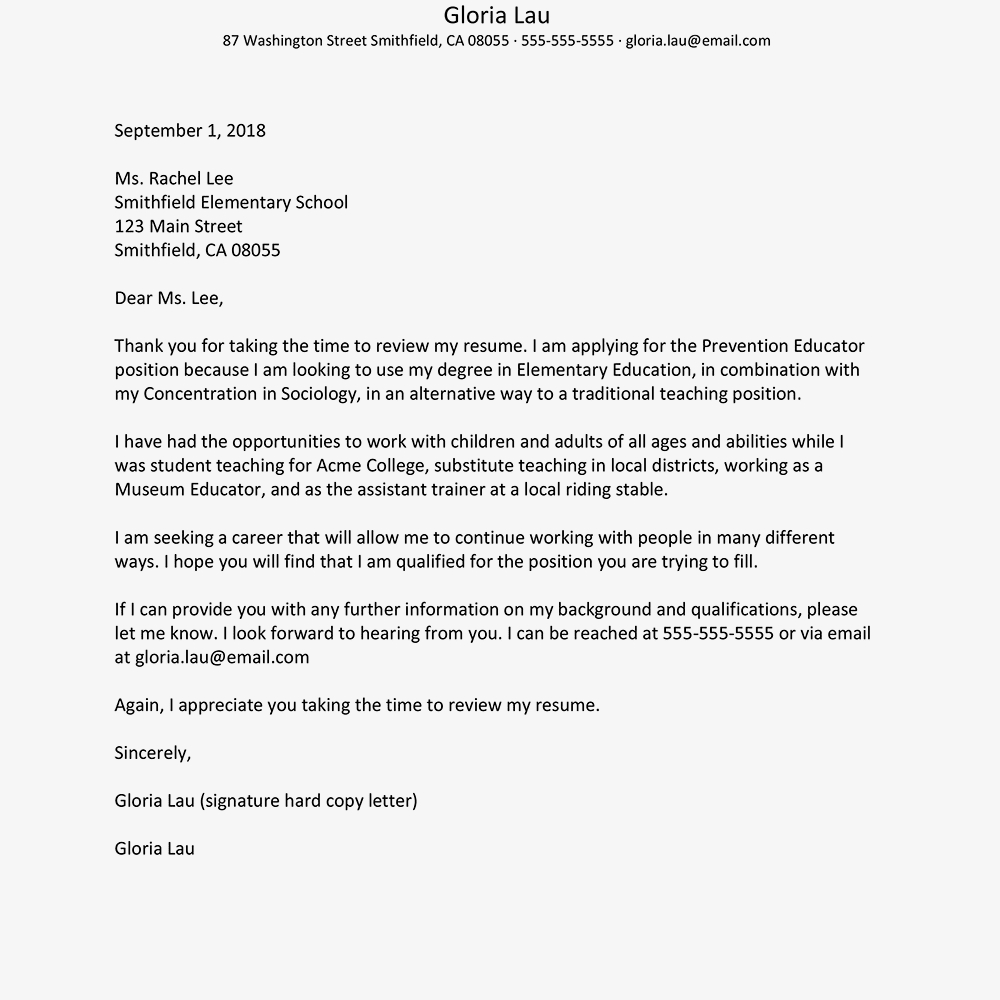 26 Cover Letter For Teaching Position Letterly info