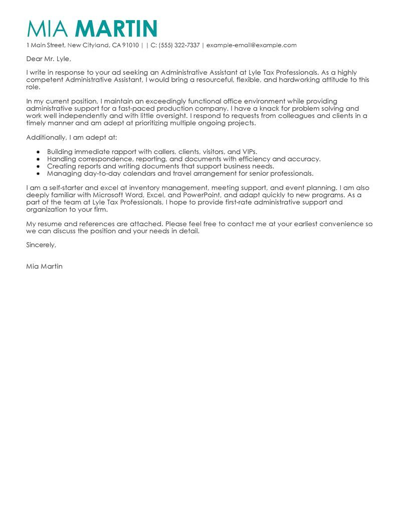 27 Administrative Assistant Cover Letter Examples Letterly info