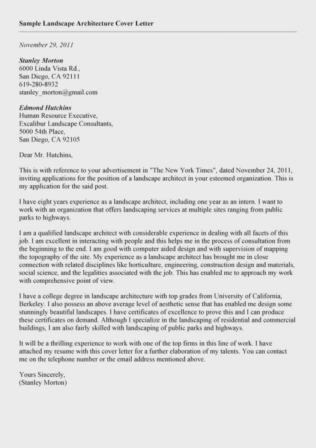 23+ Architecture Cover Letter - letterly.info