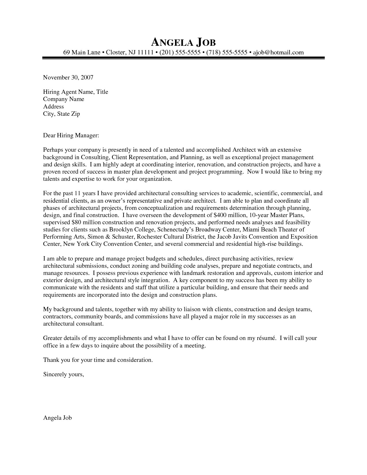 27+ Architecture Cover Letter Sample - letterly.info
