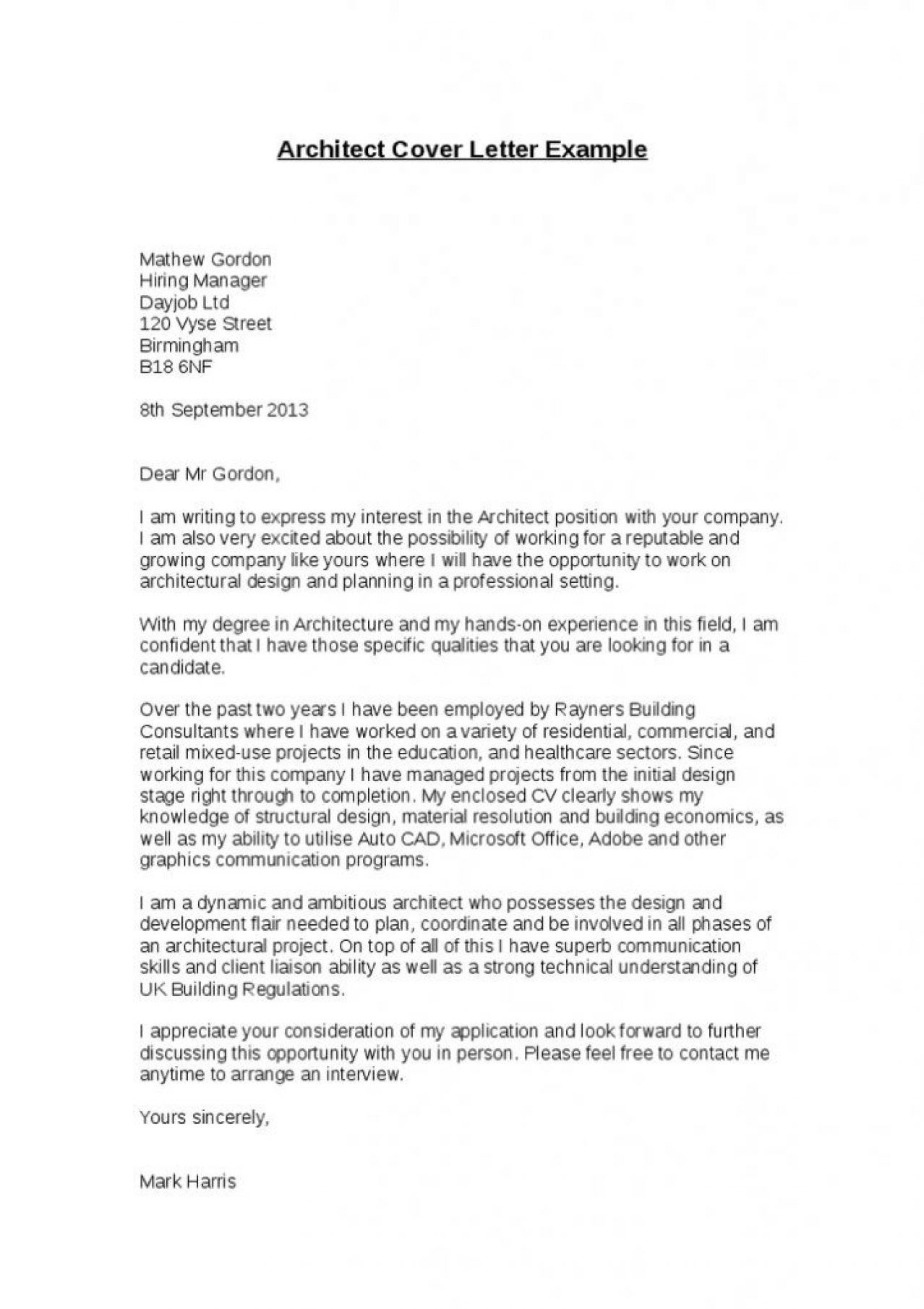27+ Architecture Cover Letter Sample - letterly.info