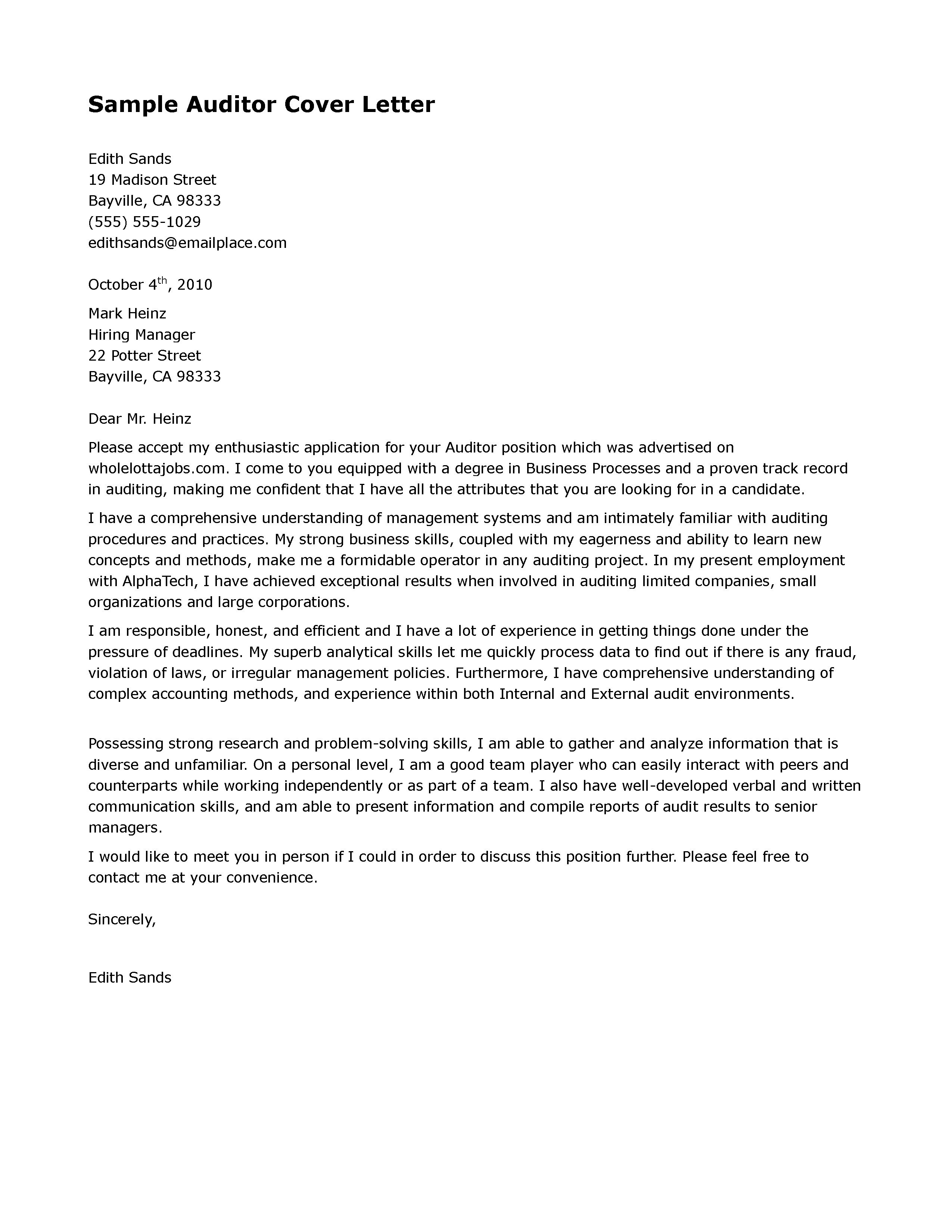 27+ Audit Cover Letter - letterly.info