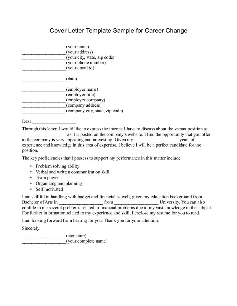 26+ Career Change Cover Letter Sample - letterly.info