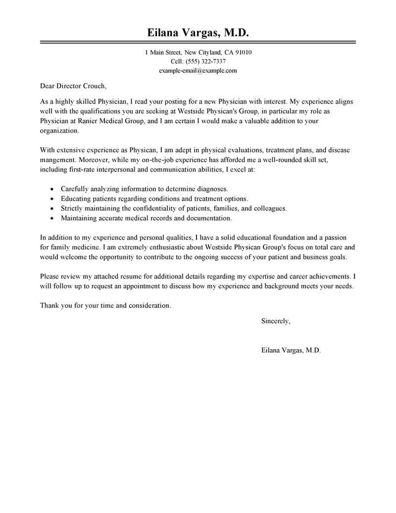 Cover Letter Example Medical Best Doctor Cover Letter Examples ...
