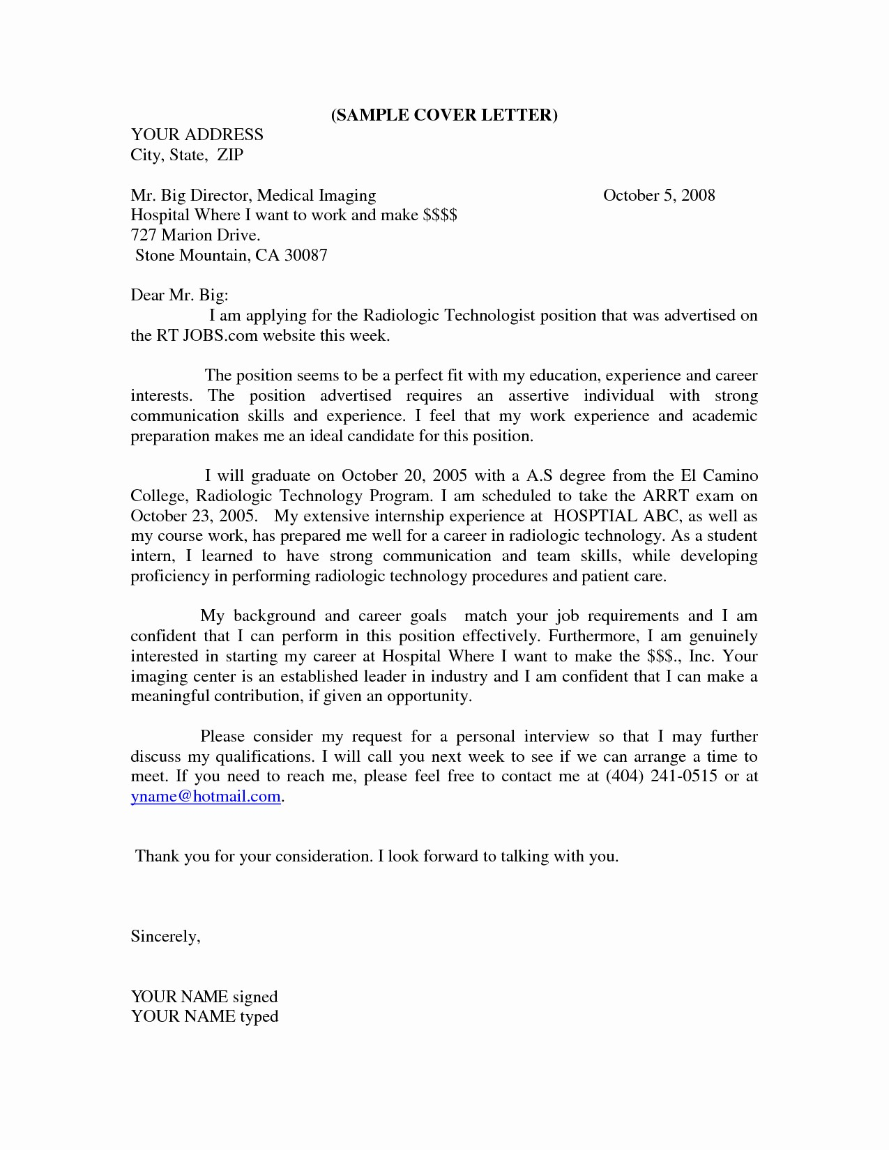 The How-To’s of Working: A Cover Letter Example Medical - letterly.info