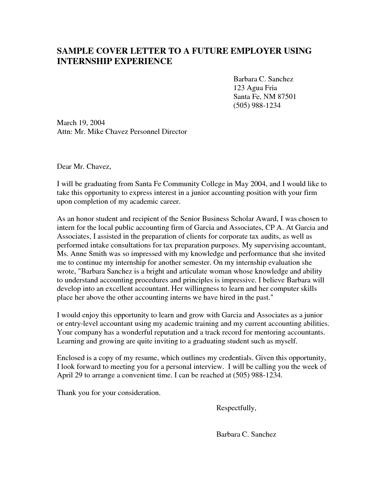 30+ Cover Letter Examples For Internship - letterly.info