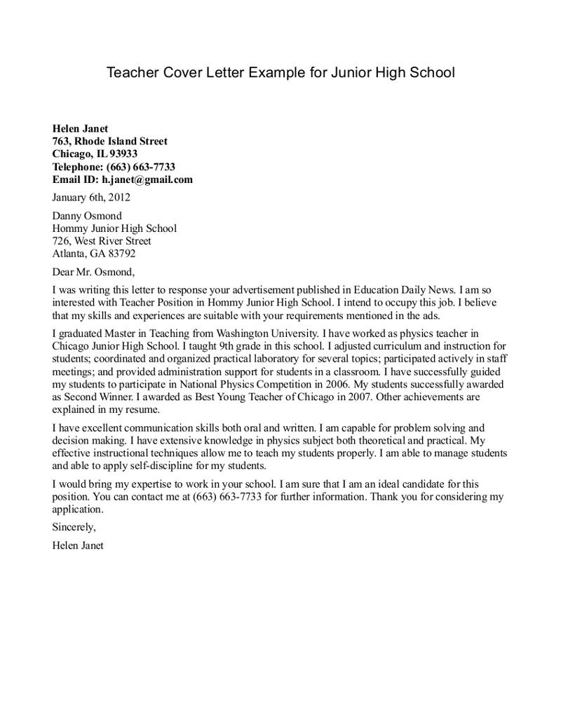 25+ Cover Letter Examples For Teachers - letterly.info