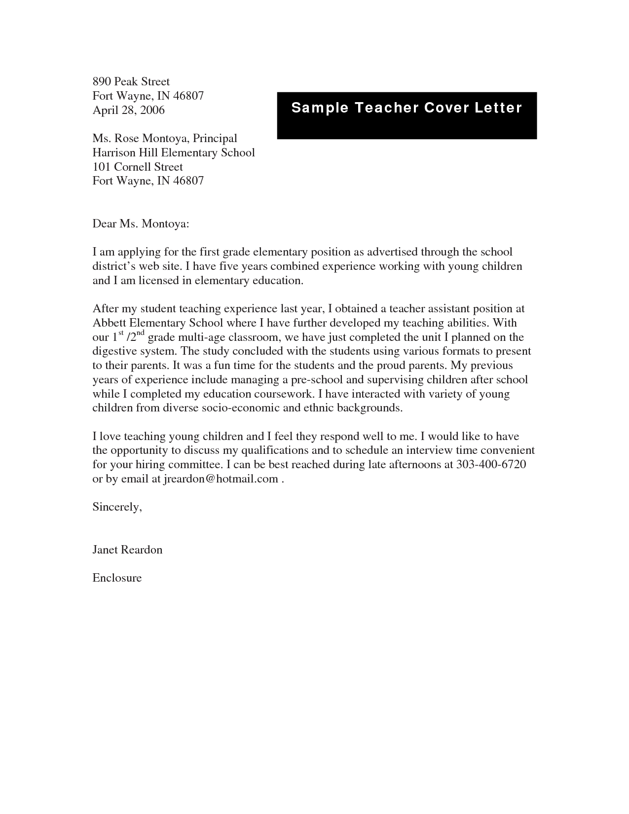 25+ Cover Letter Examples For Teachers - letterly.info
