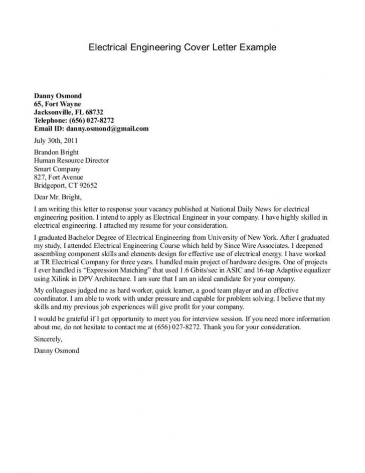 Cover Letter For Engineering Internship Electrical Engineering Cover ...