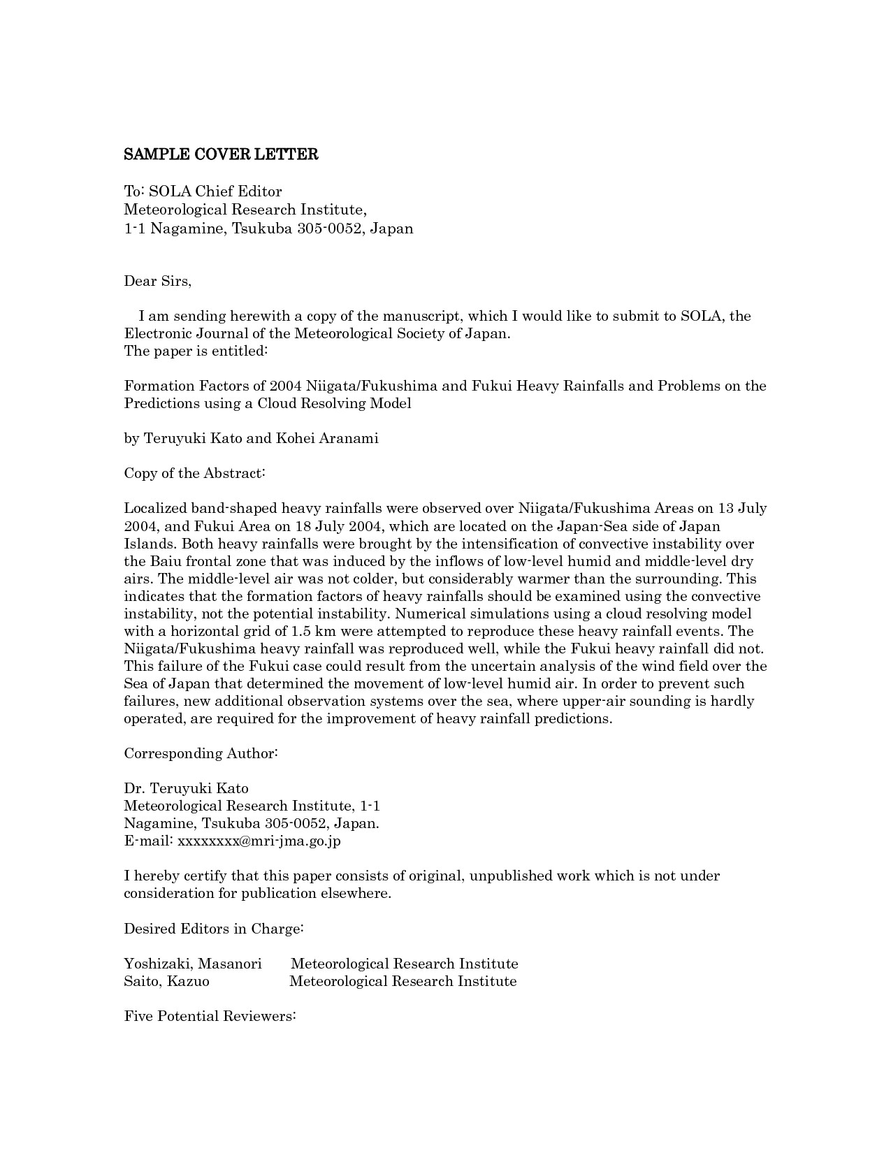 Cover Letter For Journal Submission Cover Letter Format Journal ...