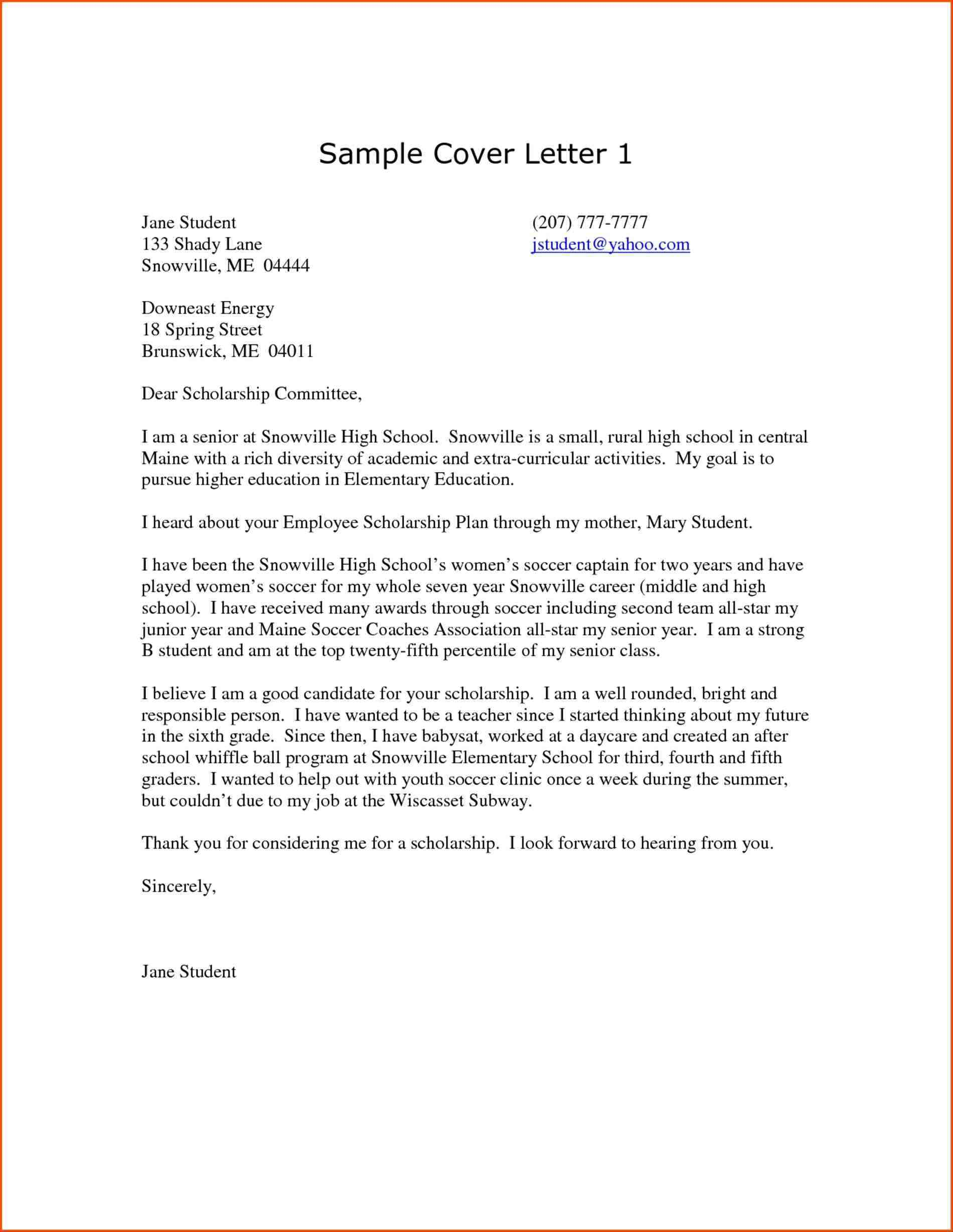 Cover Letter For Resume School Student Cover Letter Template Examples ...