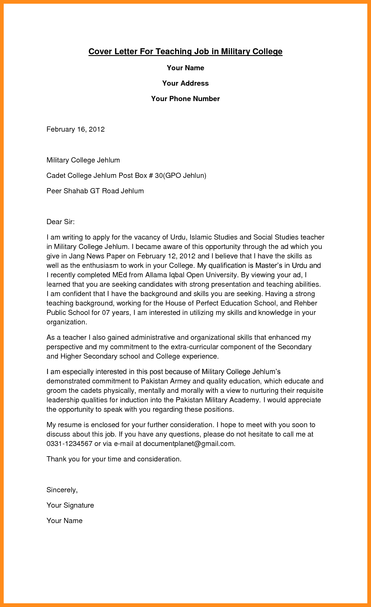 26+ Cover Letter For Teaching Position - letterly.info