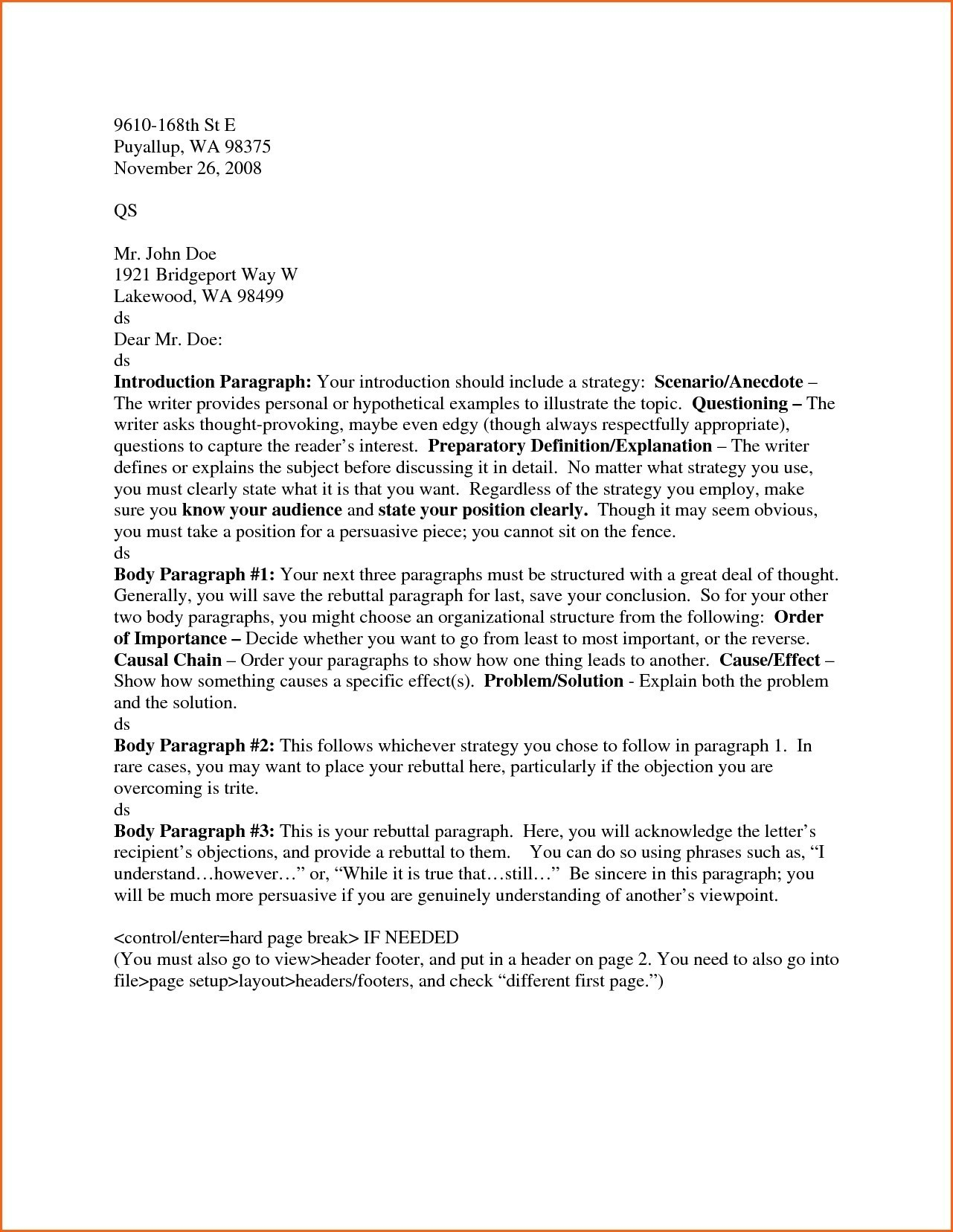 Cover Letter Header Business Letter Format Heading Example New Examples ...