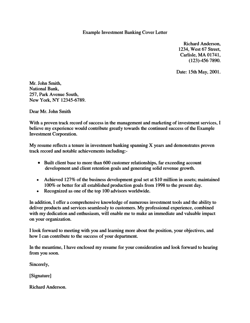 27+ Cover Letter Investment Banking - letterly.info