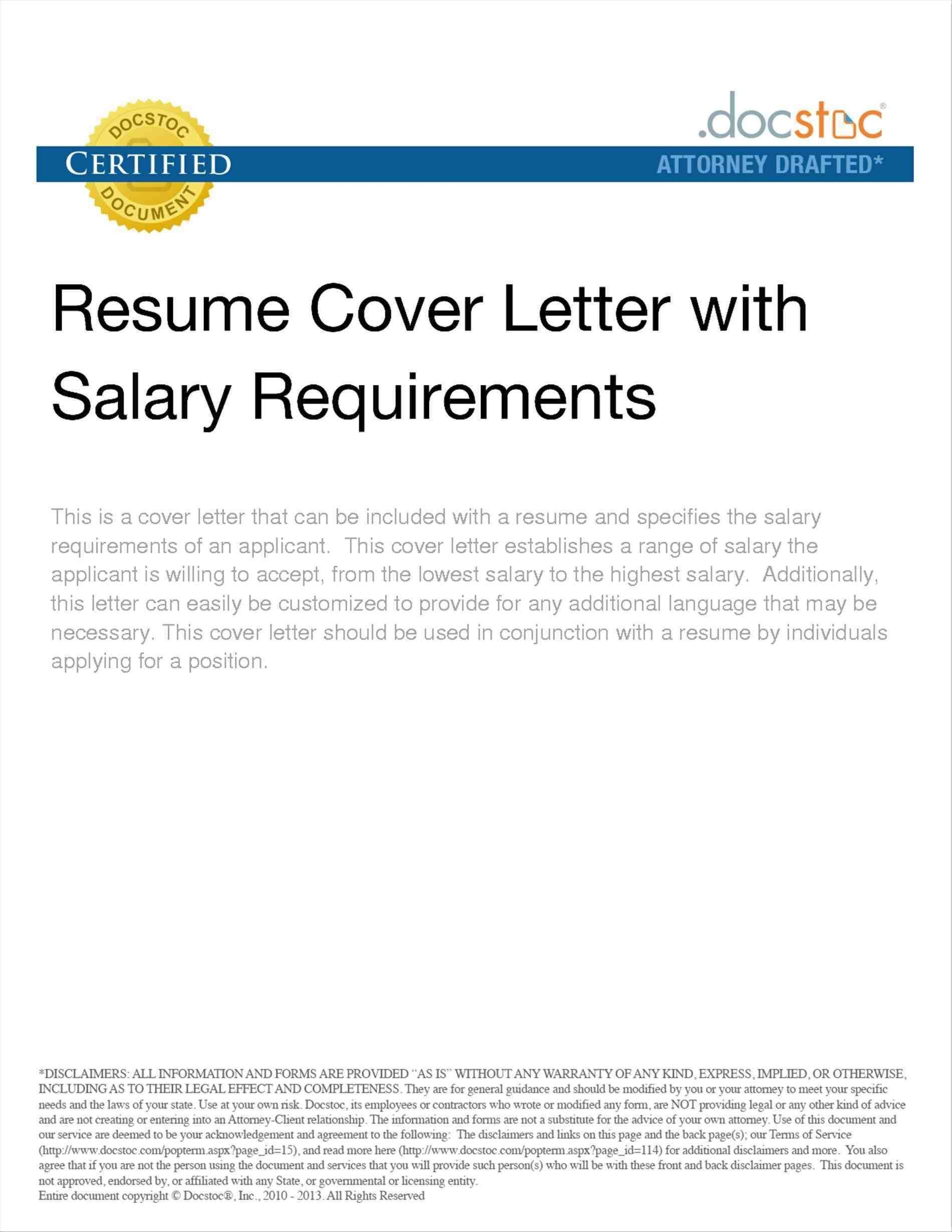 Cover Letter With Salary Requirements Resume Cover Letter Examples With ...