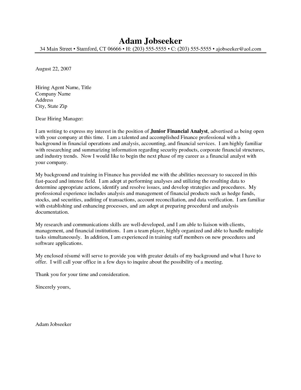 26+ Finance Cover Letter - letterly.info