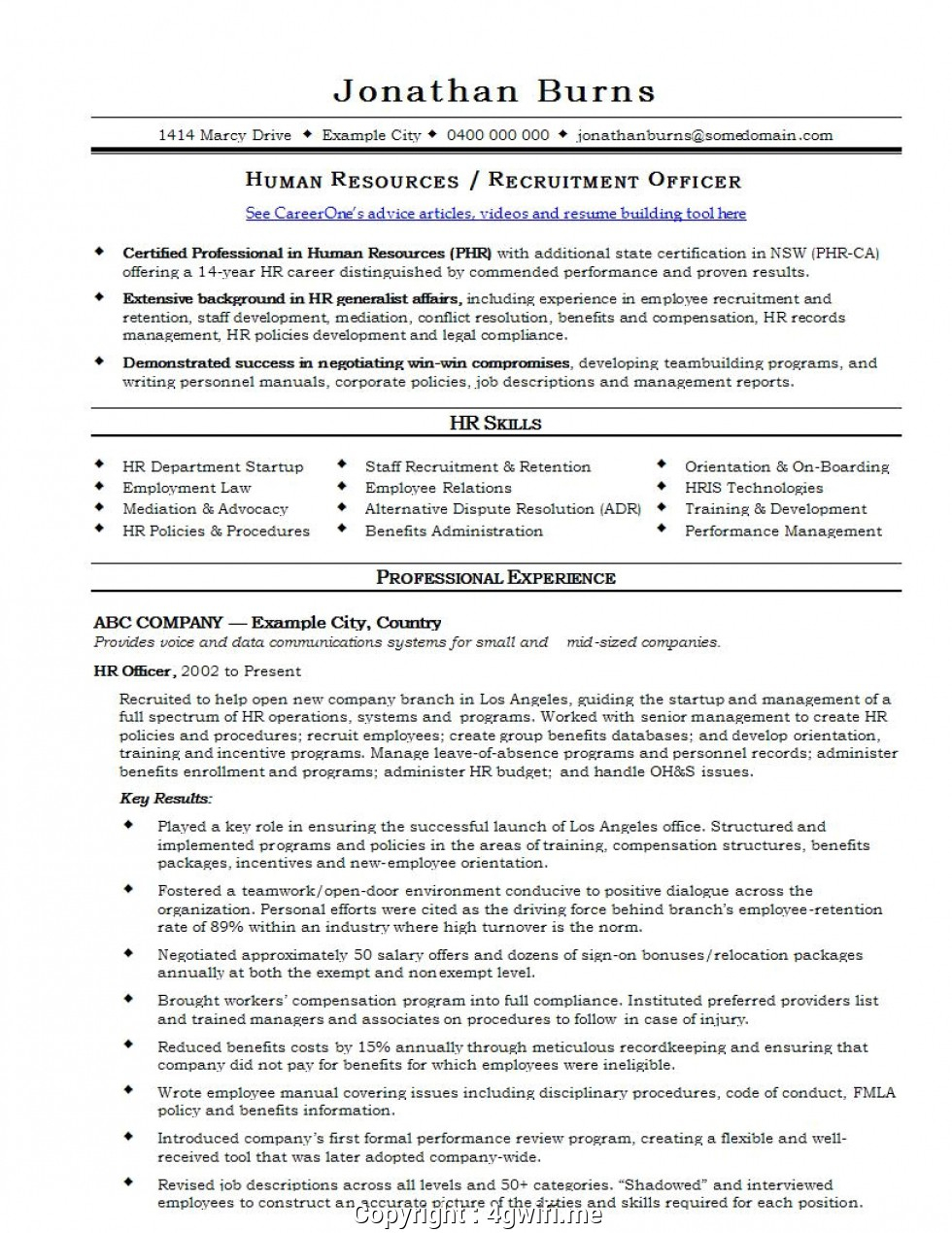 Here Some Writing Tips and Examples of Human Resources Resume ...