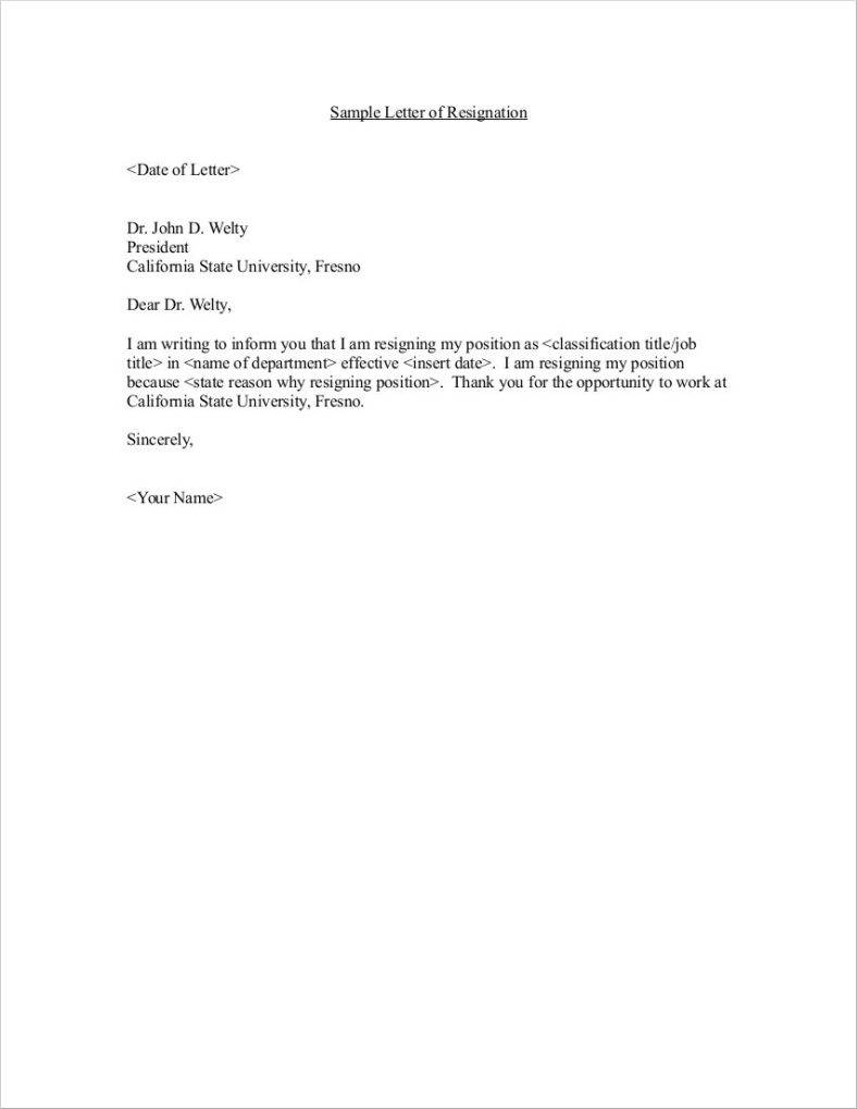 Letter Of Resignation Template 33 Simple Resign Letter Templates Free ...