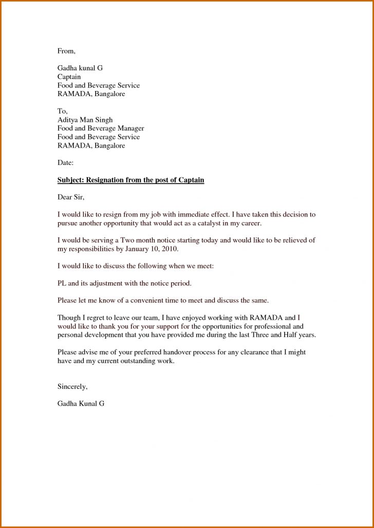 Letter Of Resignation Template Certificate Resignation Letter Format ...