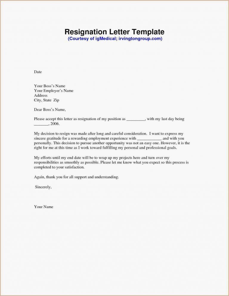 Letter Of Resignation Template Free Download Resignation Templates ...