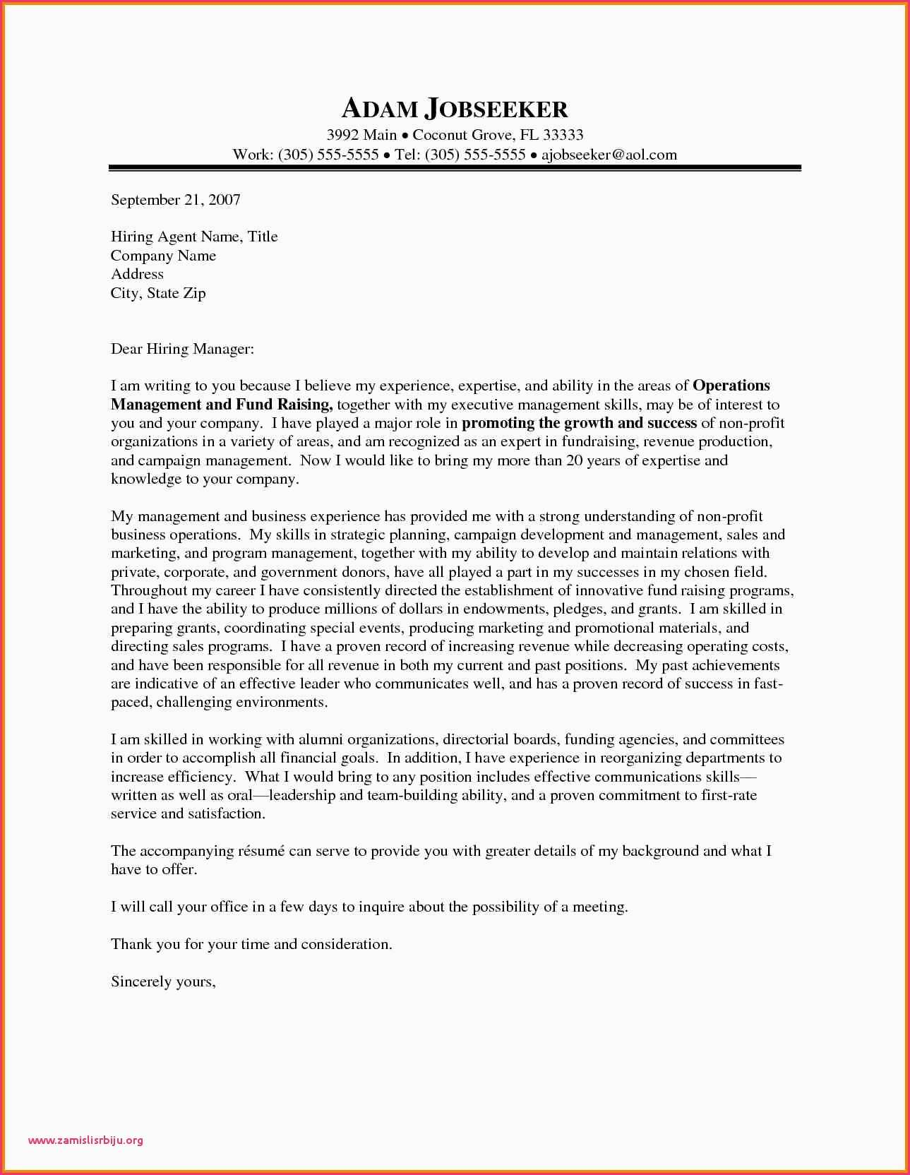Non Profit Cover Letter Letter Format Non Business 51 Fresh Non Profit ...
