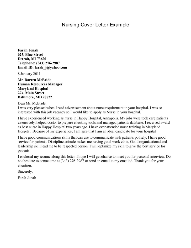 25+ Nursing Cover Letter Examples - letterly.info