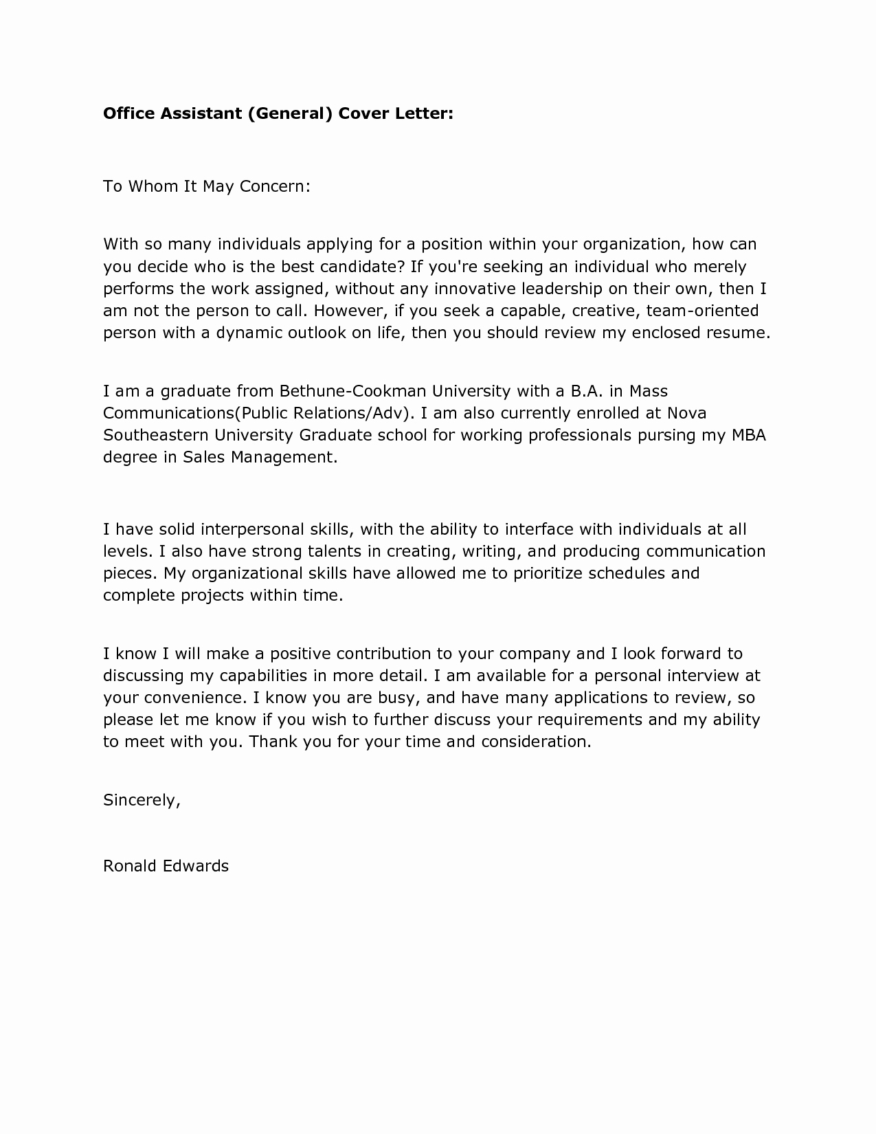 25+ Office Assistant Cover Letter - letterly.info
