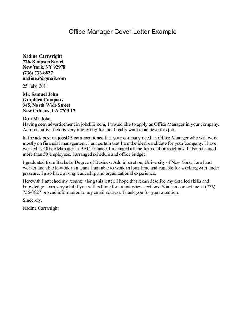 23+ Office Manager Cover Letter - letterly.info