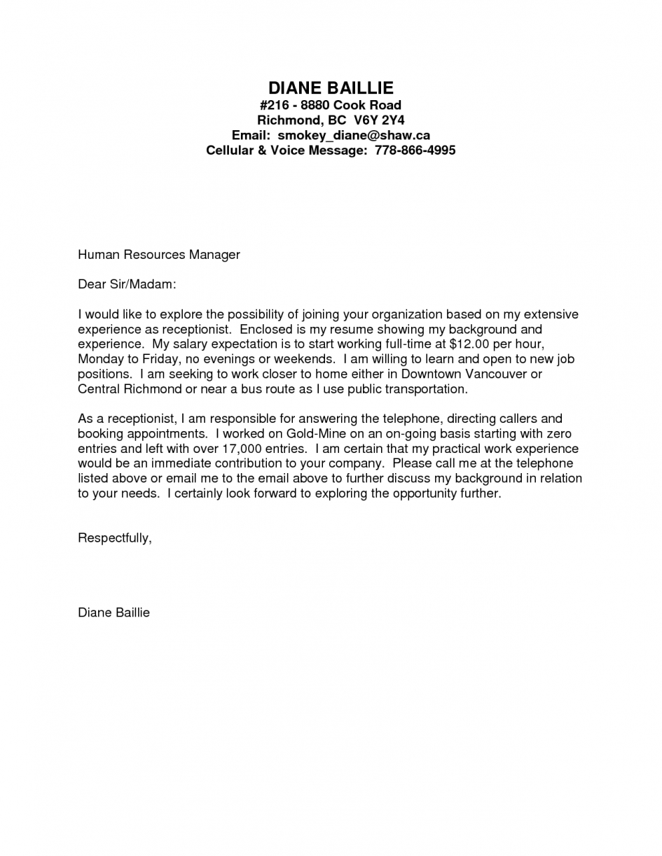 26+ Receptionist Cover Letter Sample - letterly.info