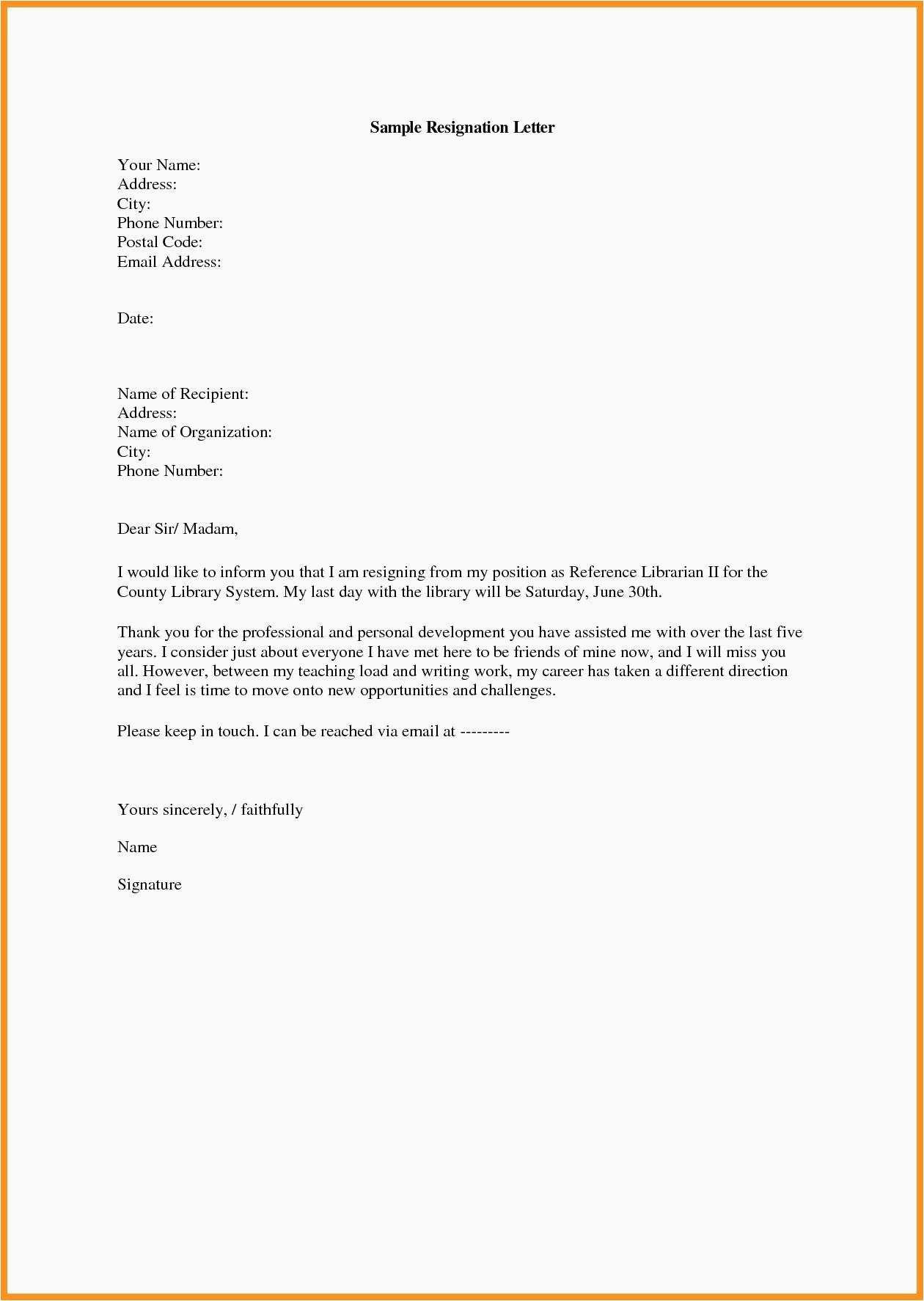 Resignation Letter Template Sample Resignation Letters Valid 30 Best ...