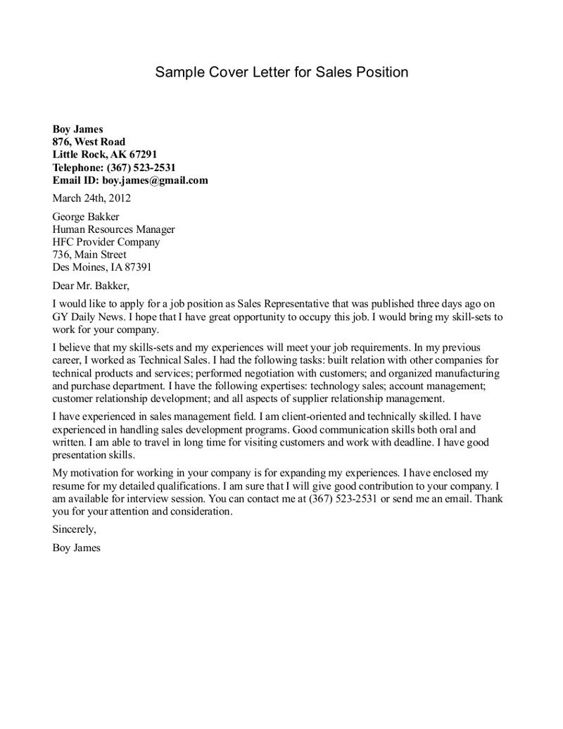 25+ Sales Cover Letter - letterly.info