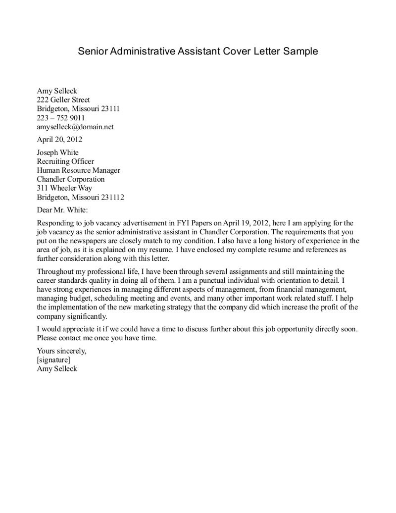 25+ Sample Cover Letter For Administrative Assistant - letterly.info