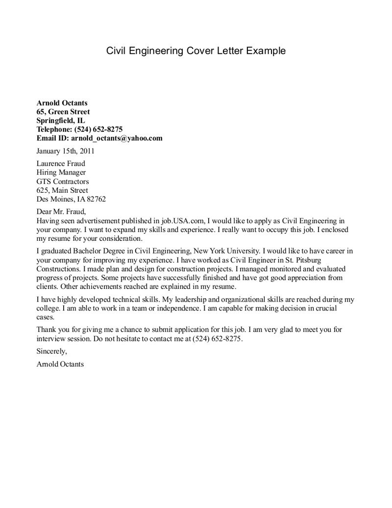 Sample Cover Letter For Internship Civil Engineering Internship Cover ...