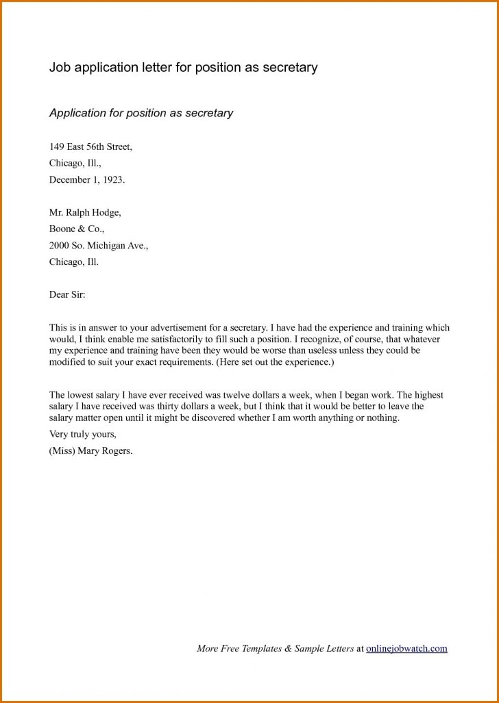 Sample Cover Letter For Job Cover Letter Sample Application Letter For ...
