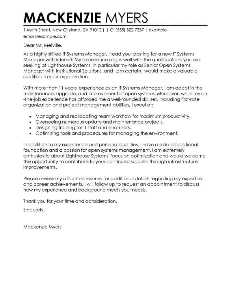 Sample Cover Letter For Job Free Cover Letter Examples For Every Job ...
