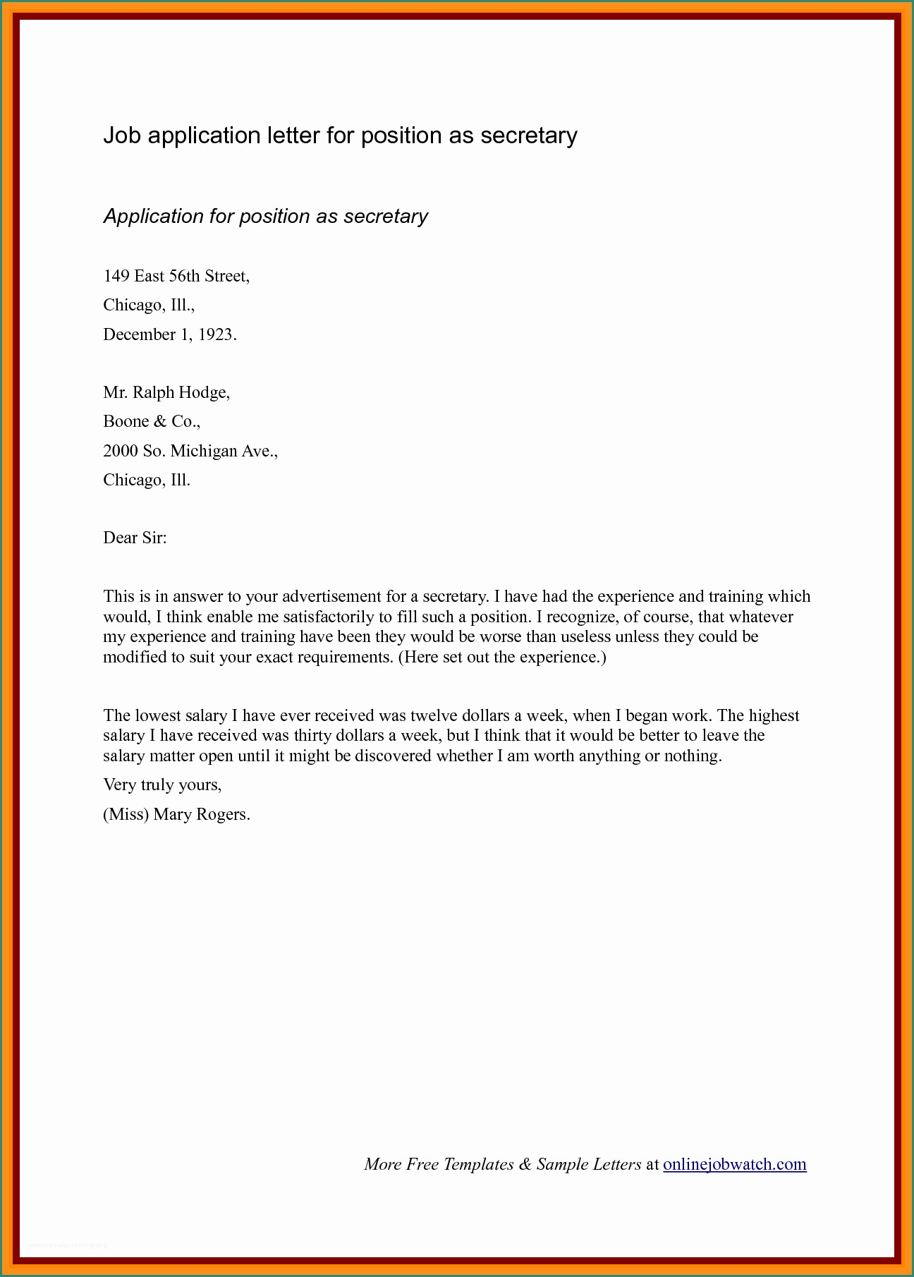 Short Cover Letter Examples Short Employment Application Letter And ...