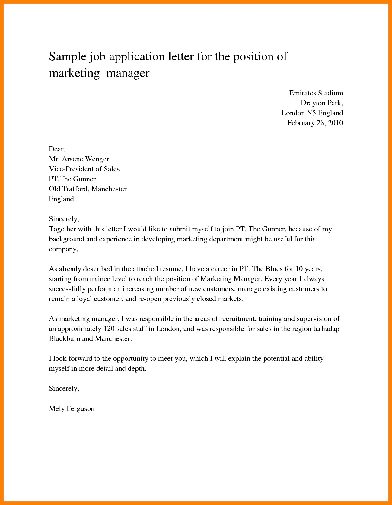 A Simple Cover Letter Example for You to Base Your Cover Letter From ...