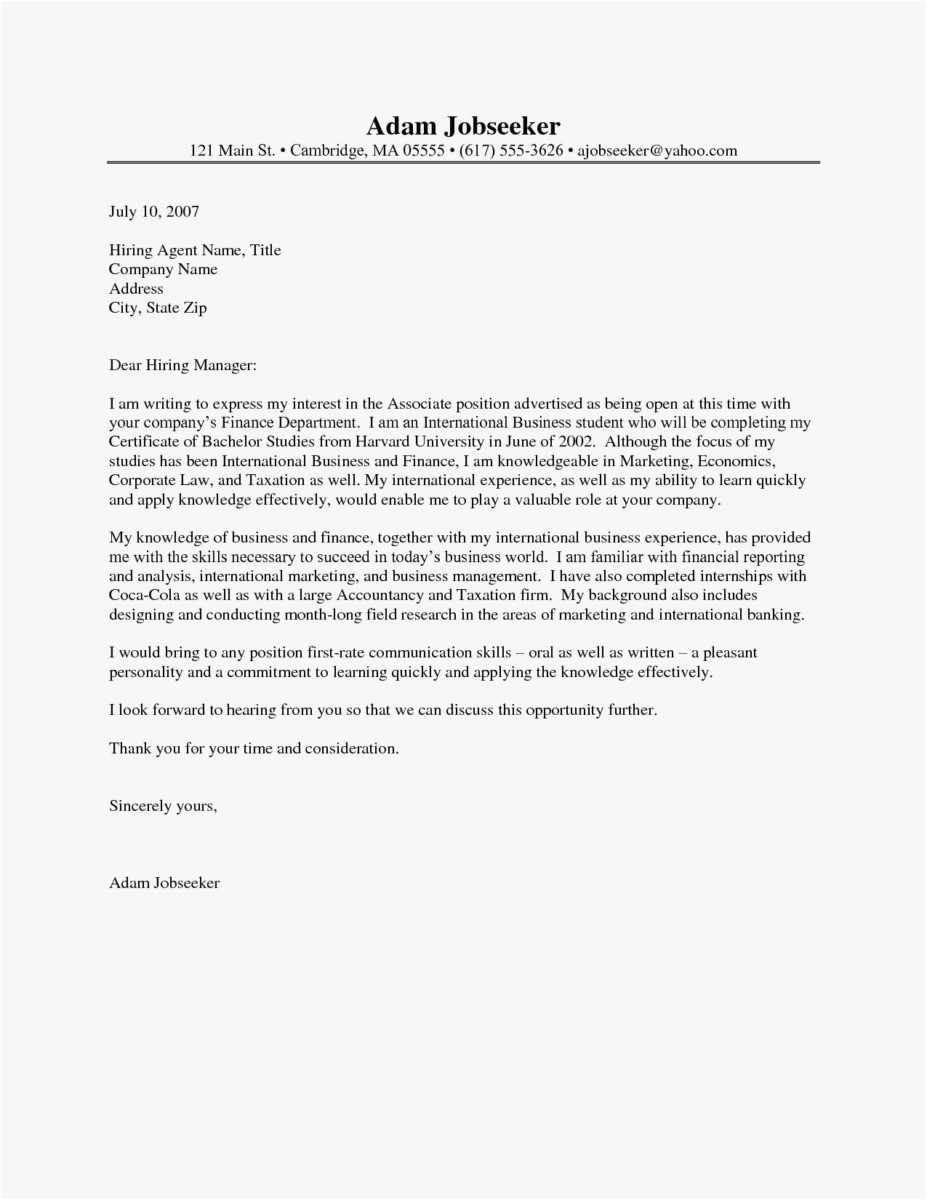 Simple Cover Letter Example Simple Cover Letter Examples New Free ...
