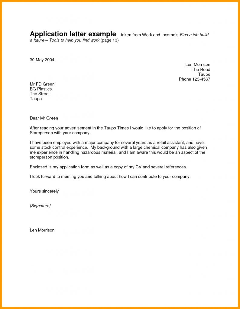 A Simple Cover Letter Example for You to Base Your Cover Letter From ...