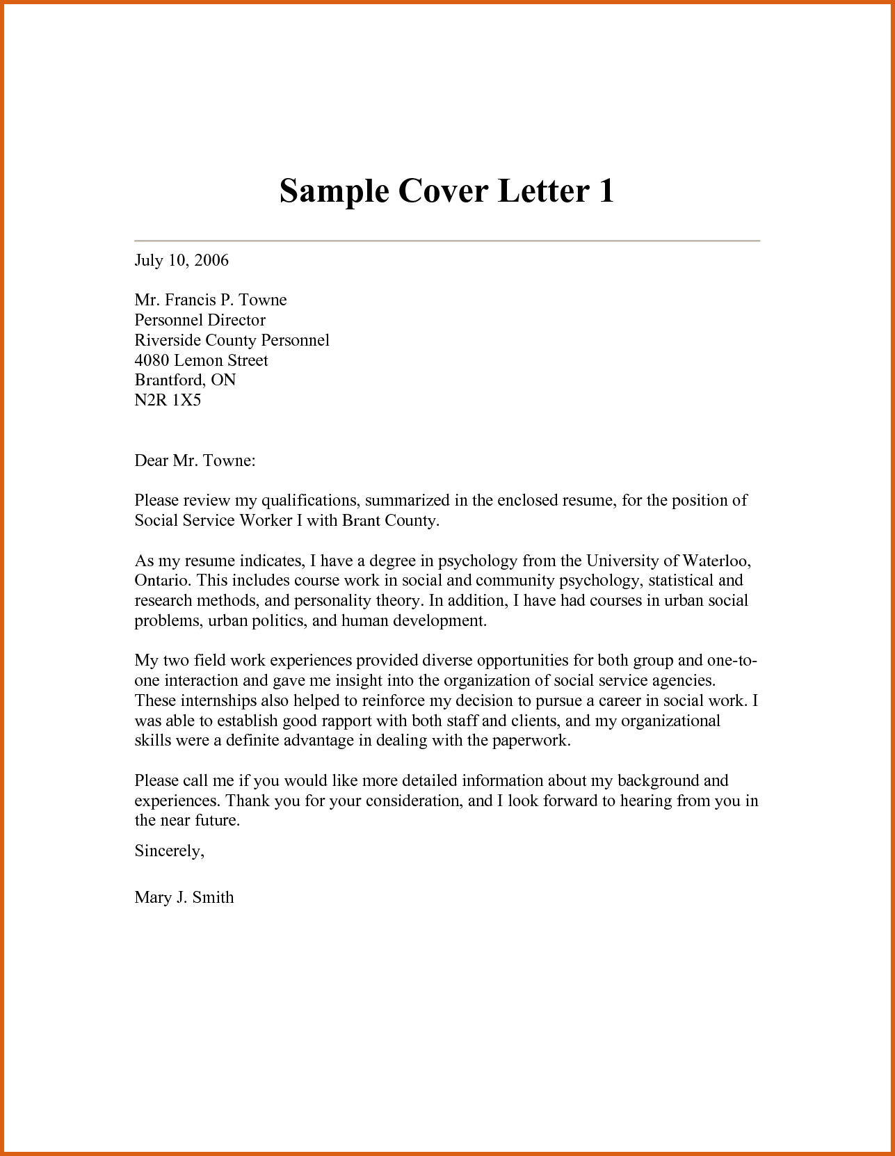 23+ Social Work Cover Letter - letterly.info
