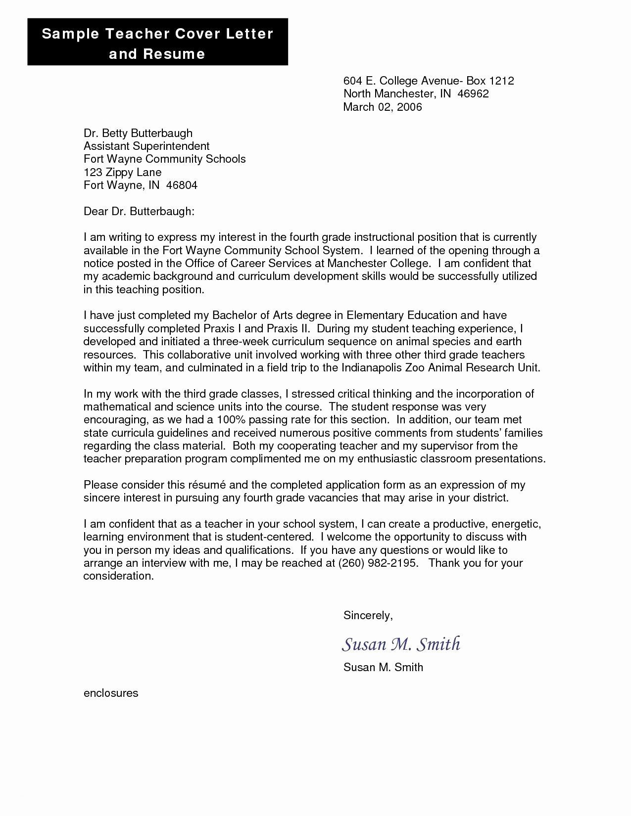 4 Easy Tips to Write a Teacher Cover Letter Example - letterly.info